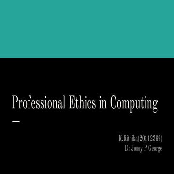 Professional Ethics in Computing | PPT