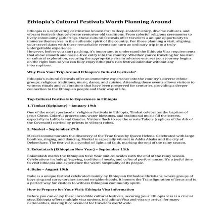 Ethiopia’s Cultural Festivals Worth Planning Around | PDF
