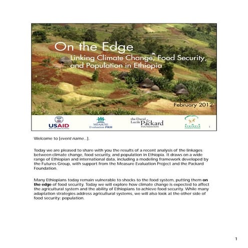 On the Edge: Linking Climate Change, Food Security, and Population in ...