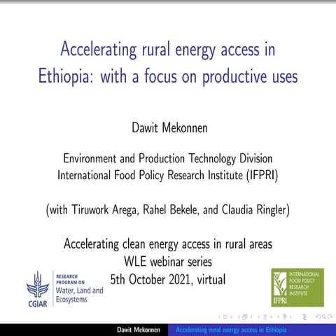 Accelerating rural energy access in Ethiopia: with a focus on ...