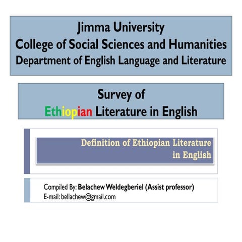 Ethiopian Literature in English: Definition, Origin and Development | PDF
