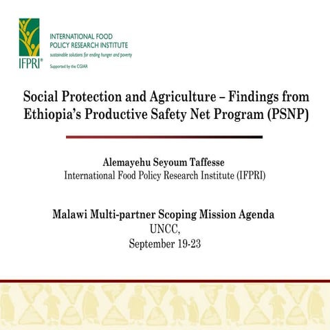 Social Protection and Agriculture – Findings from Ethiopia’s Productive ...