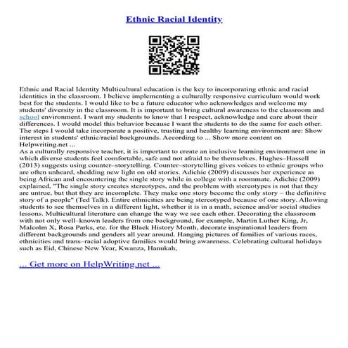 Ethnic Racial Identity | PDF