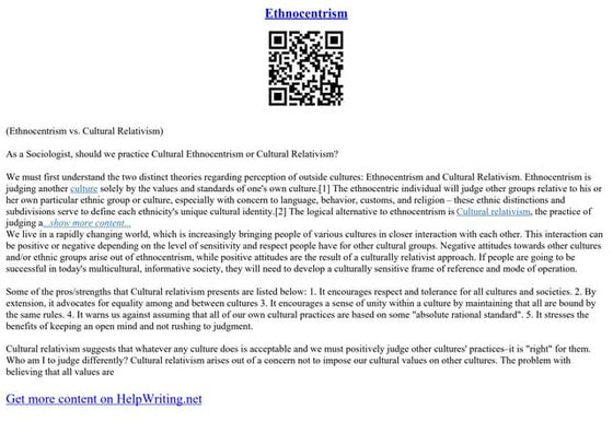 Ethnocentrism & Ethnorelativism | PPT