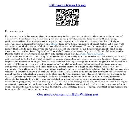 Ethnocentrism Essay | PDF