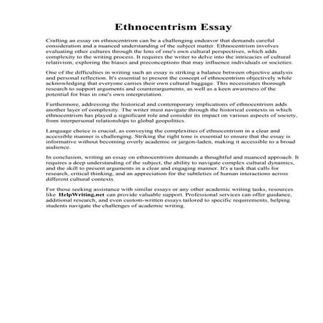 Ethnocentrism Essay. explaining ethnocentism | PDF