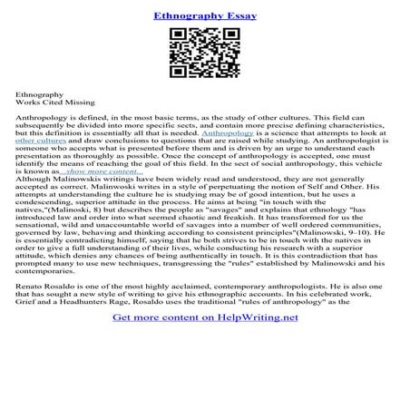 Ethnographic Essay | PDF