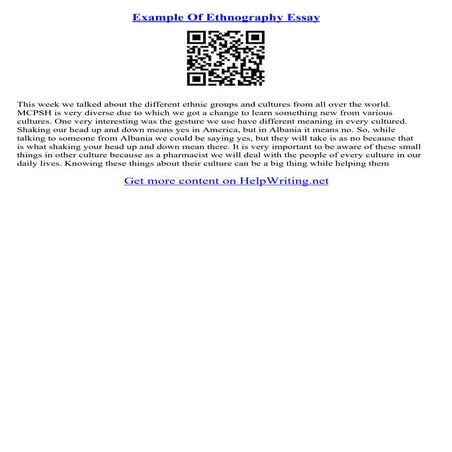 Ethnographic Essay Examples | PDF