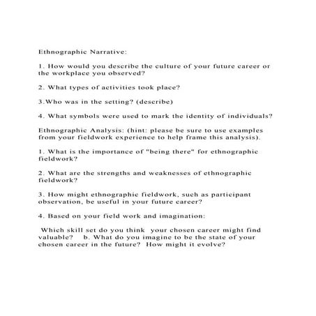 Ethnographic Narrative1. How would you describe the culture.docx