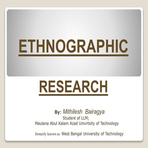 ethnographic research. A step by step guide for students who want to ...