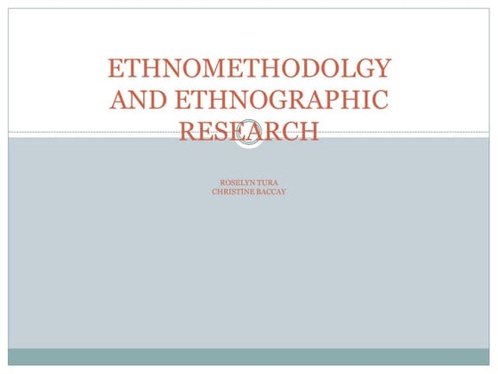 Ethnography Power Point | PPT