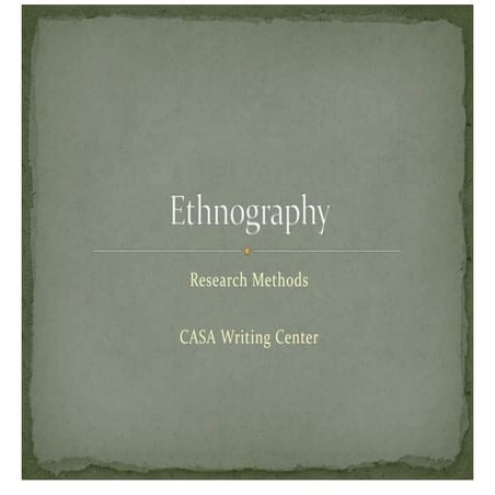 Ethnography | PDF