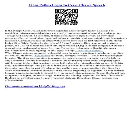 Ethos Pathos Logos In Cesar Chavez Speech | PDF