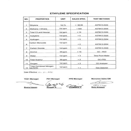 Ethylene cargo spec | PDF