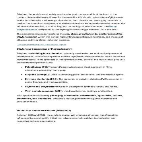 Global Ethylene Market Study 2025–2032: Opportunities, Challenges, and ...