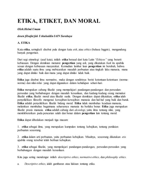 Etika di sekolah | PPTX