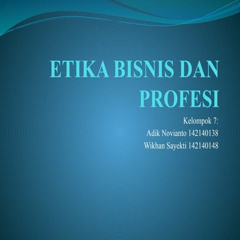 Etika Bisnis Dan Profesi Pptx Pptx Yang Penting Pptx