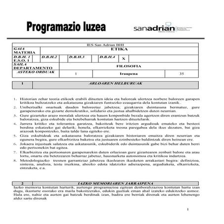 Etika: programazio luzea | DOCX