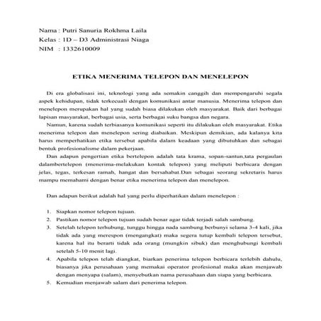 Etika menerima telepon dan menelepon (doc) | DOCX