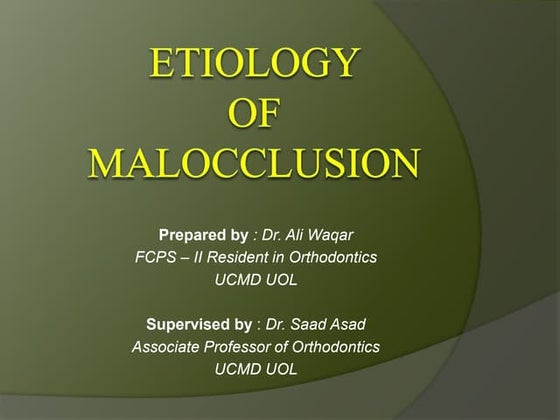 Ackerman & proffit classification of malocclusion | PPTX