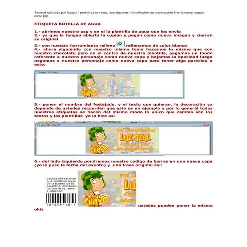 Etiqueta botella de agua | DOC