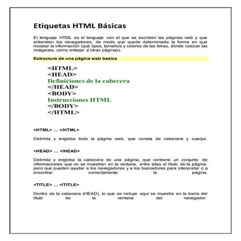 Etiquetas básicas de html