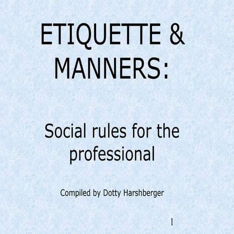 Etiquettes & Manners for Facility Management Industry | PPT