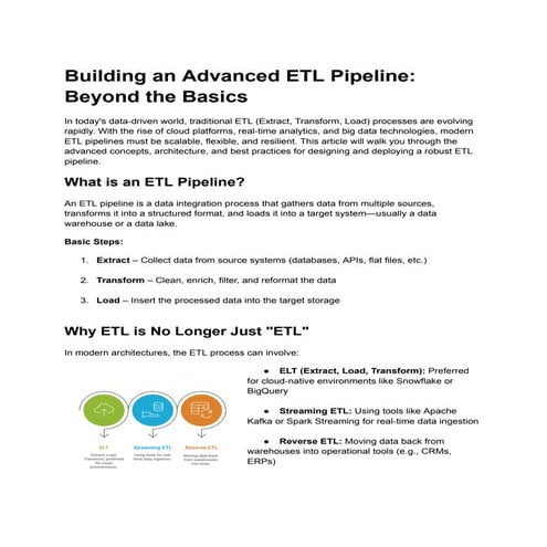 Building an Advanced ETL Pipeline: Beyond the Basics | PDF