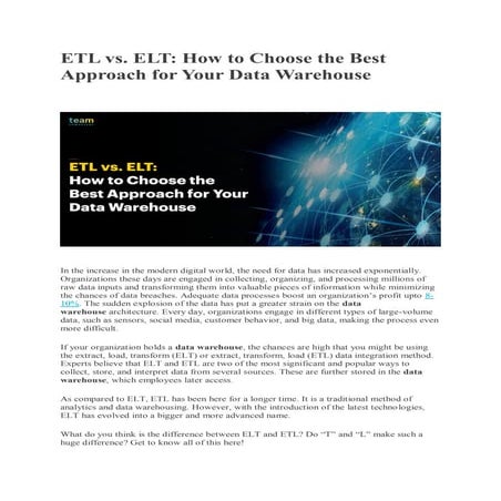 ETL vs ELT | PDF