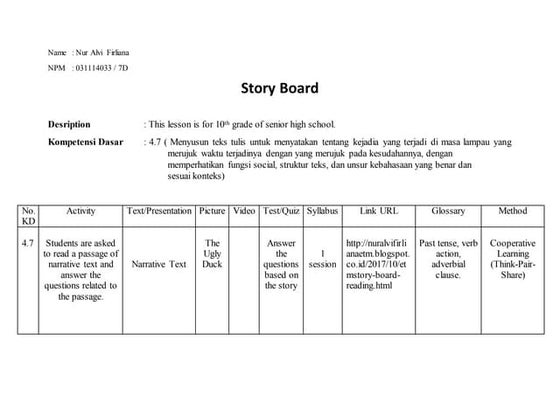 Storyboard of Reading Comprehension | PPT