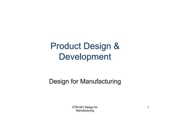 Design for manufacturing and assembly | PPT