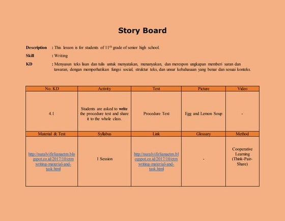 Story board writing | DOCX