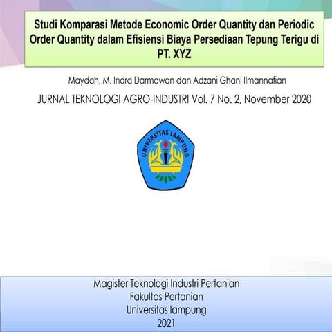 Metode EOQ dan POQ dalam Efisiensi Biaya Persediaan | PDF