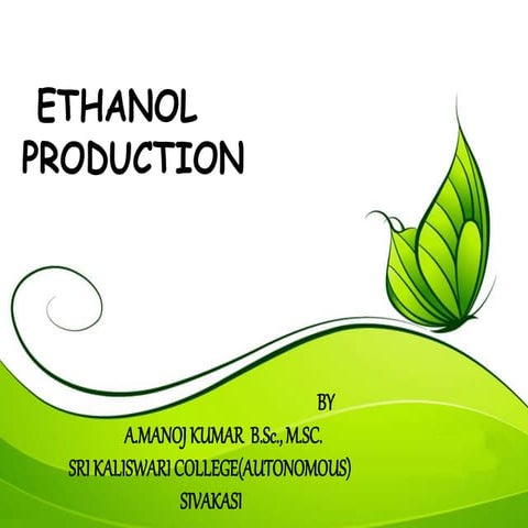 Production of Ethanol by Gavin Chen | PDF