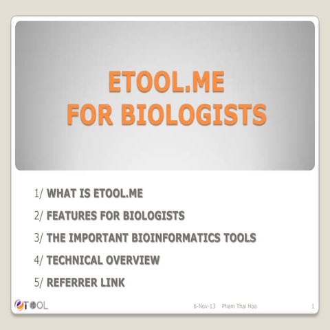Etool.Me Platform for Biologists | PPTX