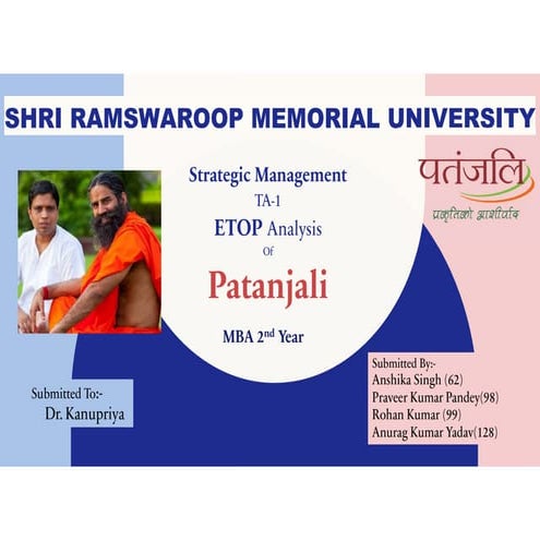 ETOP Analysis of Patanjali this study is for acknowledgement of our ...