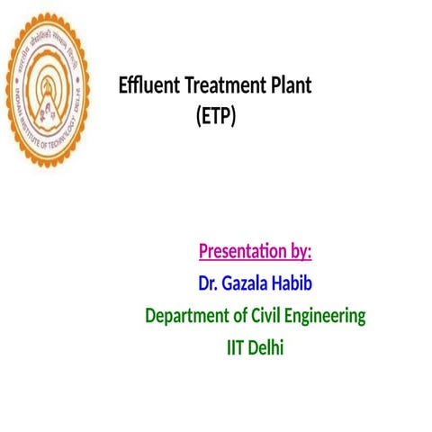 ETP (Effluent Treatment Plant) is a process design for treating the ...