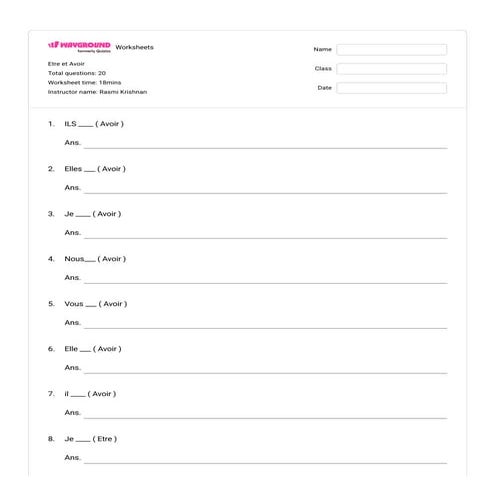 Etre et Avoir irregular verbs quiz- French | PDF