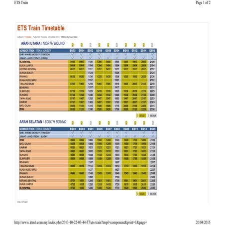 Ets schedule