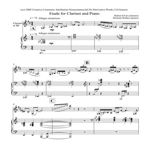 Etude for Clarinet & Piano | PDF