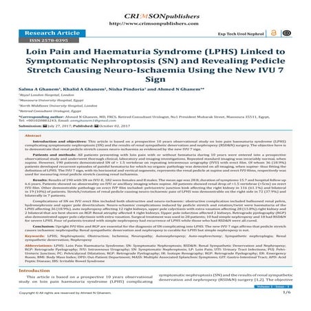 Crimson Publishers-Loin Pain and Haematuria Syndrome (LPHS) Linked to ...