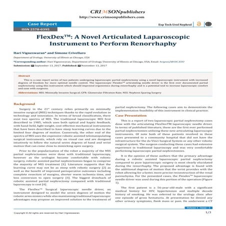 Crimson Publishers-FlexDex™: A Novel Articulated Laparoscopic ...