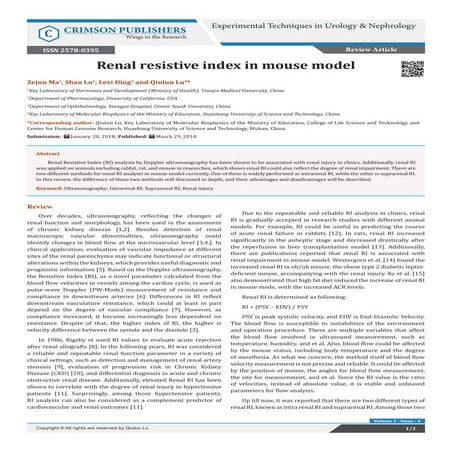 Renal resistive index in mouse model: Asian Journal of Urology: Crimson ...