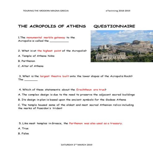 Etwinning acropolis 2019 questions | DOCX