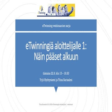 eTwinningiä aloittelijalle - 1- Näin pääset alkuun | PDF