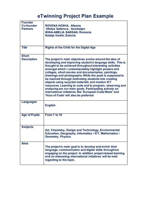 E twinning proje örneği | PDF