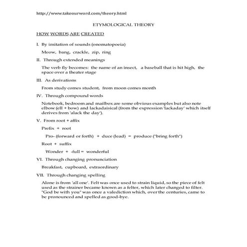 Etymological theory how words are made | DOCX | Science