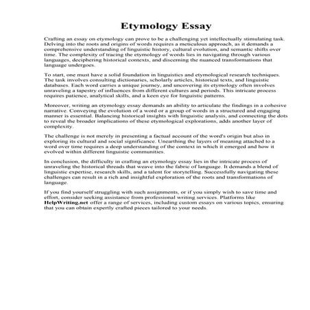 Etymology Essay. Etymology Essay - Jason Prashad Professor Wright WRC ...