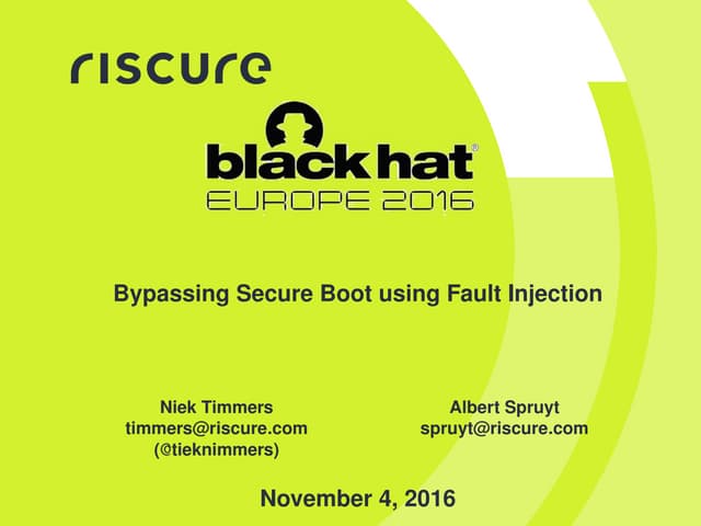 Bypassing Secure Boot Using Fault Injection Ppt