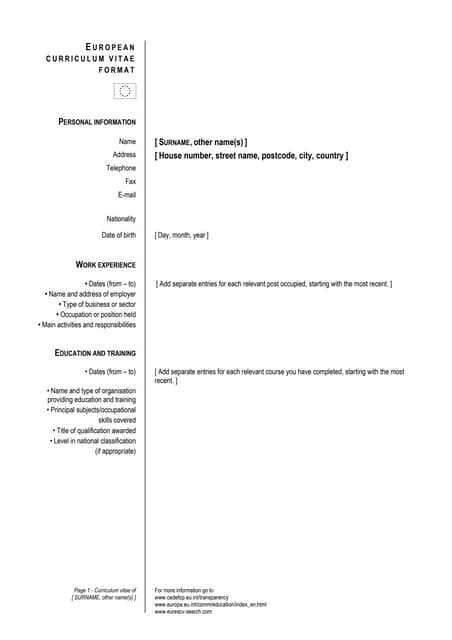 Europass CV Format | PDF